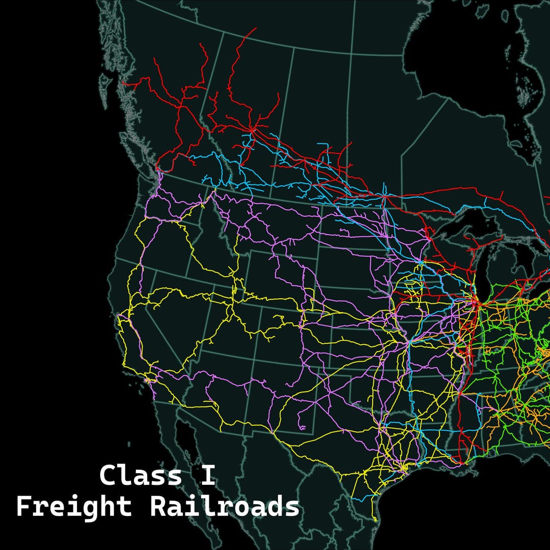 Class I Freight Railroads Map - Etsy