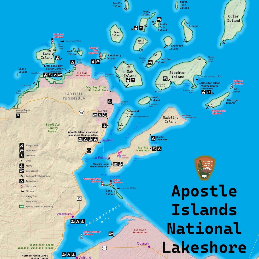Apostle Islands National Lakeshore Poster Map - Etsy