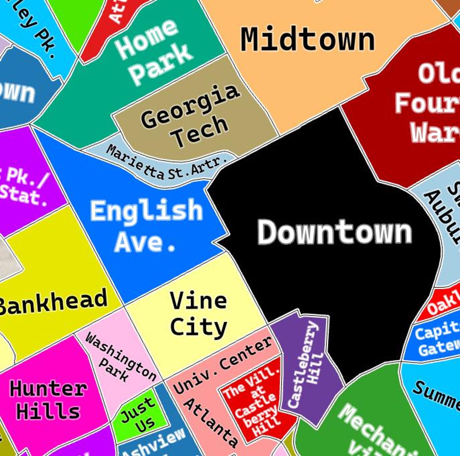 Atlanta Neighborhoods Poster Map - Etsy