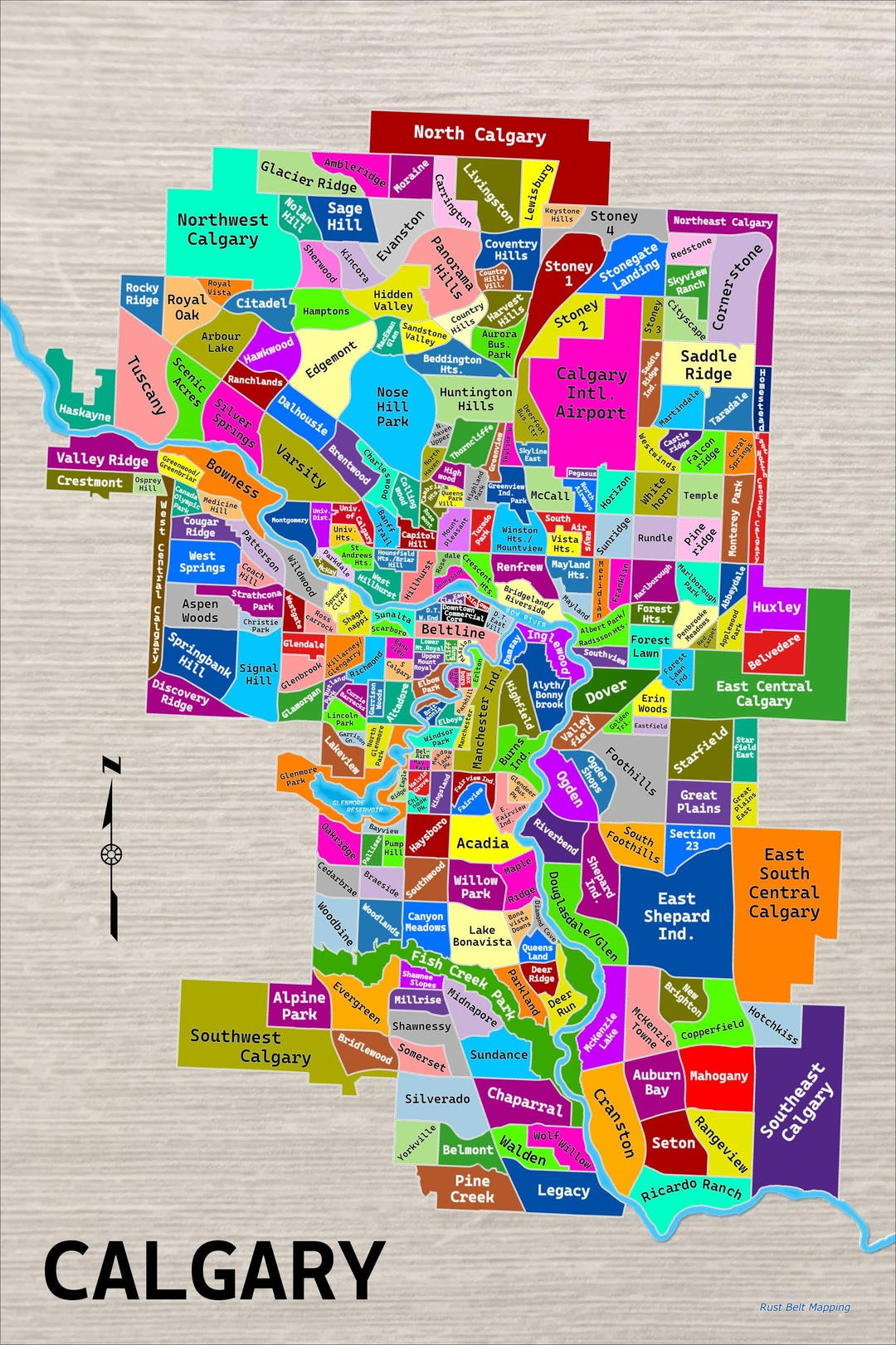 Calgary Neighbourhoods Poster Map - Etsy