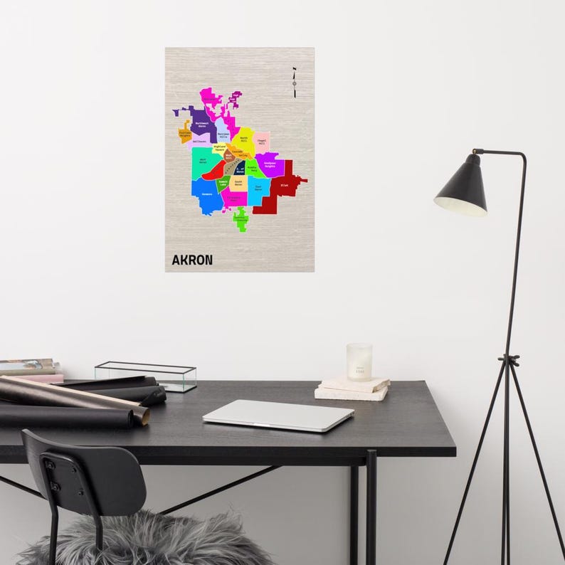 Akron Neighborhoods Poster Map - Etsy