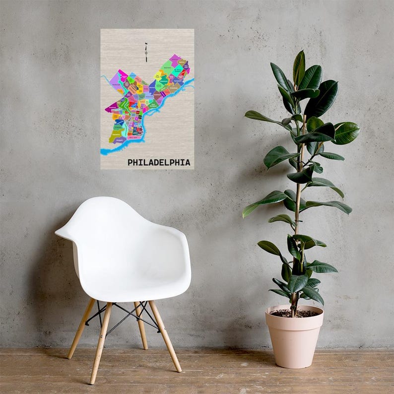 Philadelphia Neighborhoods Poster Map - Etsy