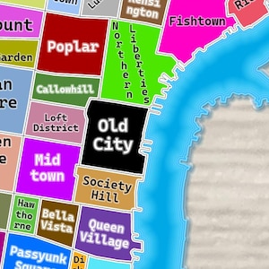 Philadelphia Neighborhoods Poster Map - Etsy
