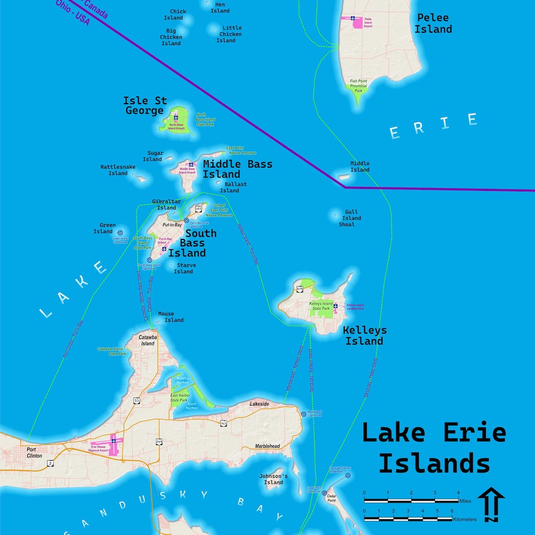 Lake Erie Islands Poster Map - Etsy