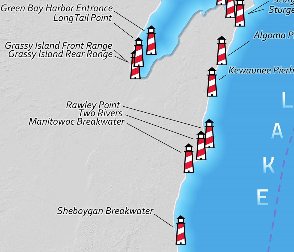 Lake Michigan Lighthouses Poster Map - Etsy