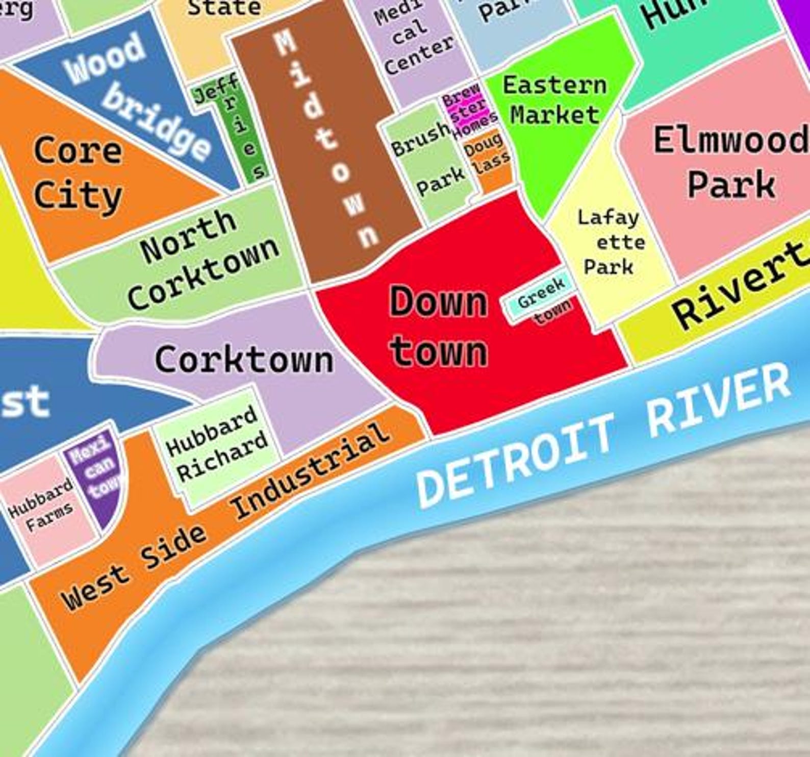 Detroit Neighborhoods Poster Map - Etsy
