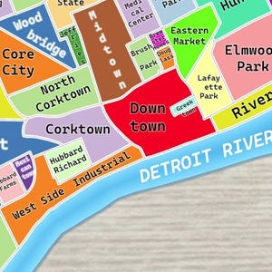 Detroit Neighborhoods Poster Map - Etsy