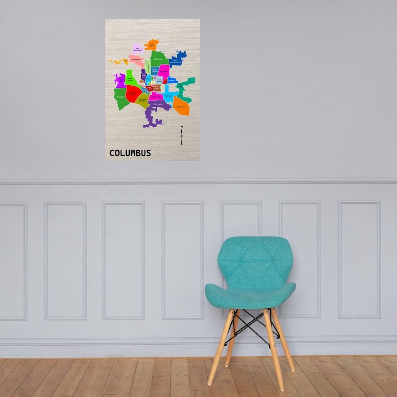 Columbus Neighborhoods Poster Map - Etsy