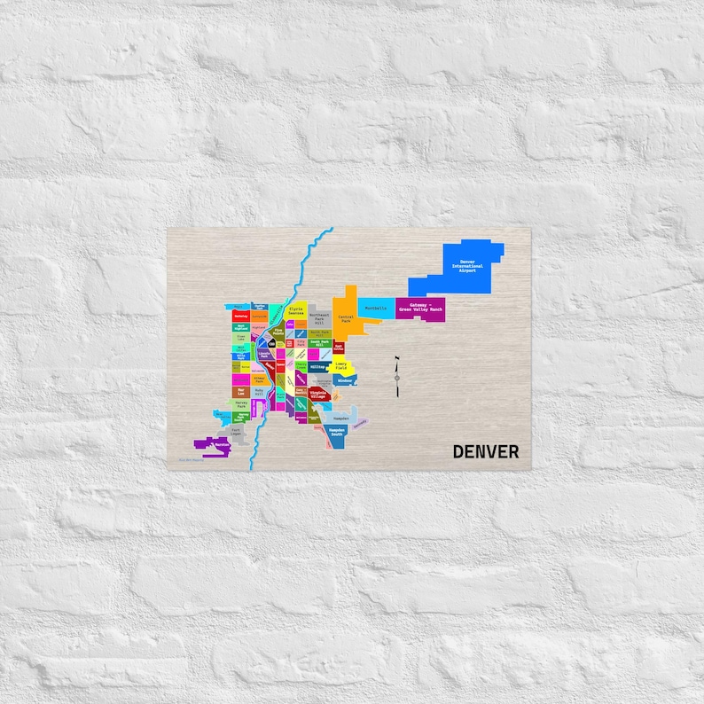 Denver Neighborhoods Poster Map - Etsy