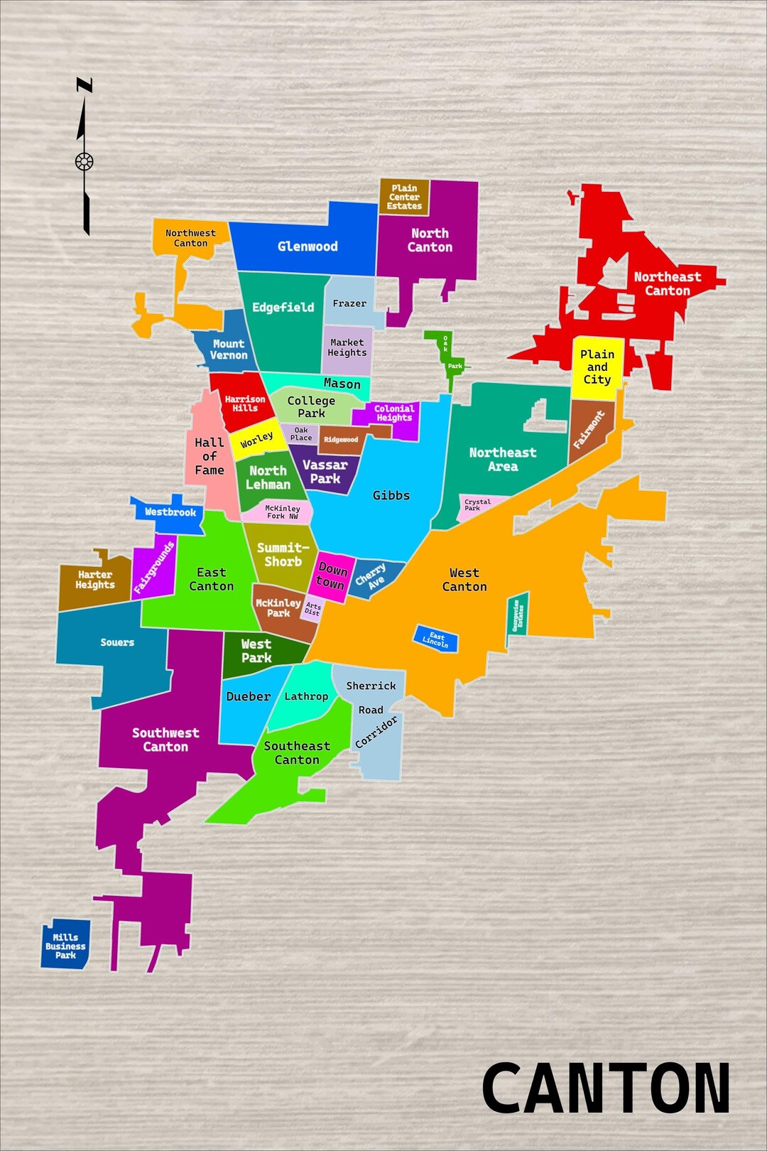 Canton Neighborhoods Map - Etsy