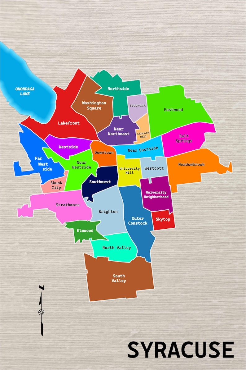 Syracuse Neighborhoods Map - Etsy