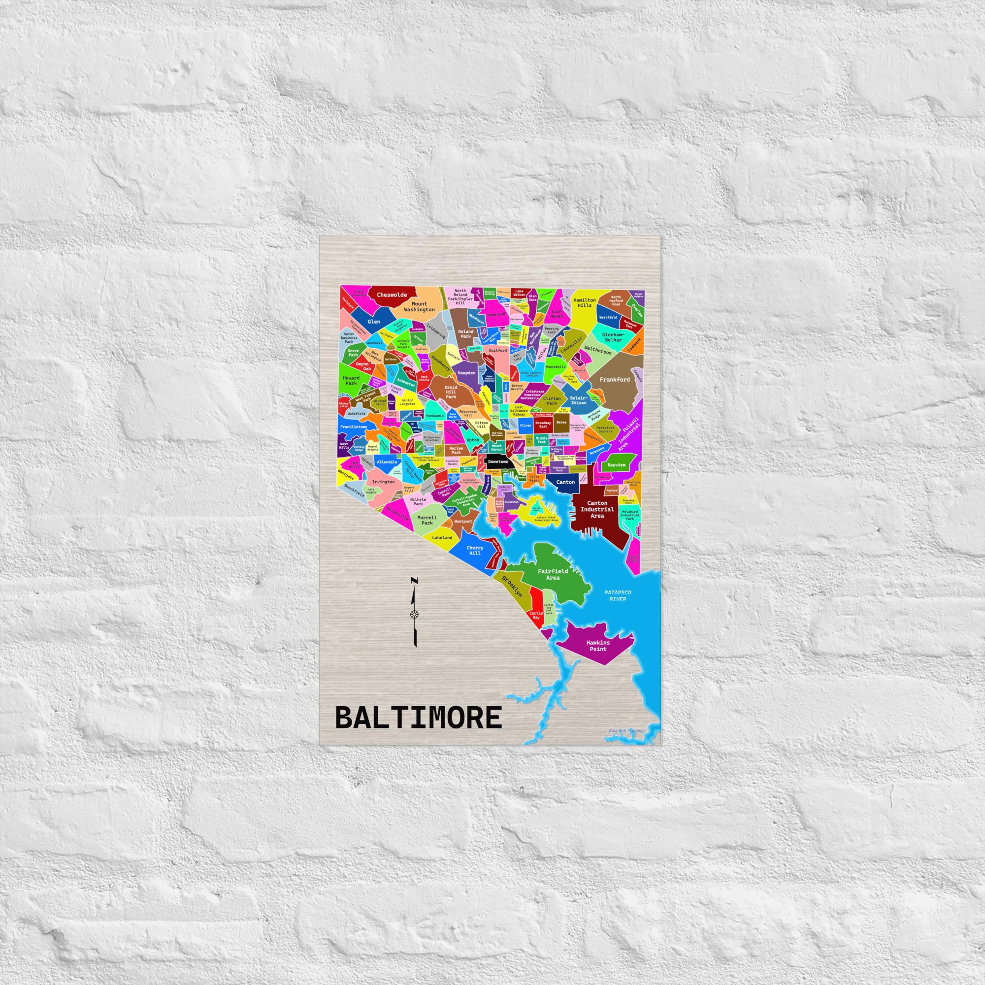 Baltimore Neighborhoods Poster Map - Etsy