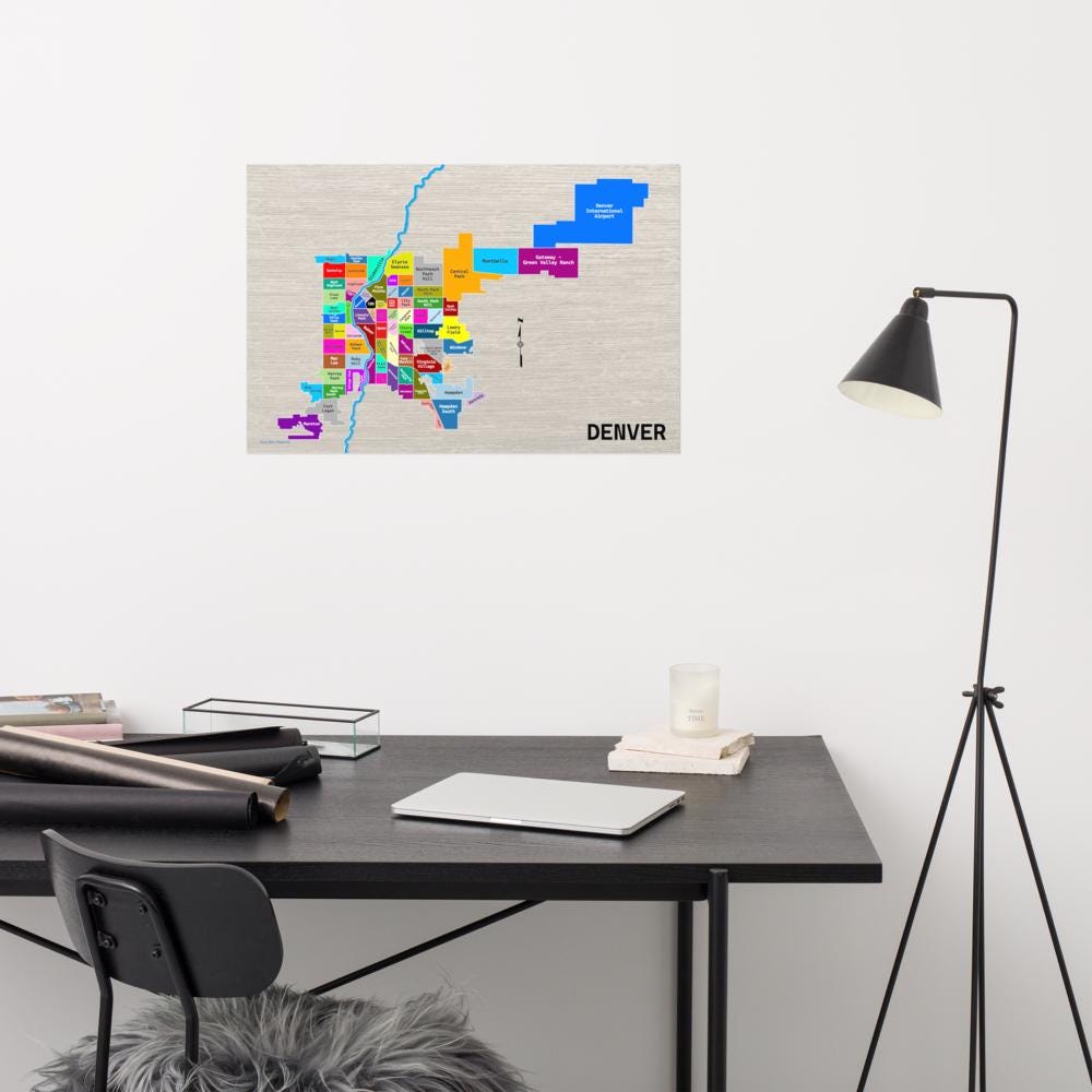 Denver Neighborhoods Poster Map - Etsy
