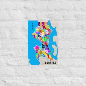 Seattle Neighborhoods Poster Map - Etsy