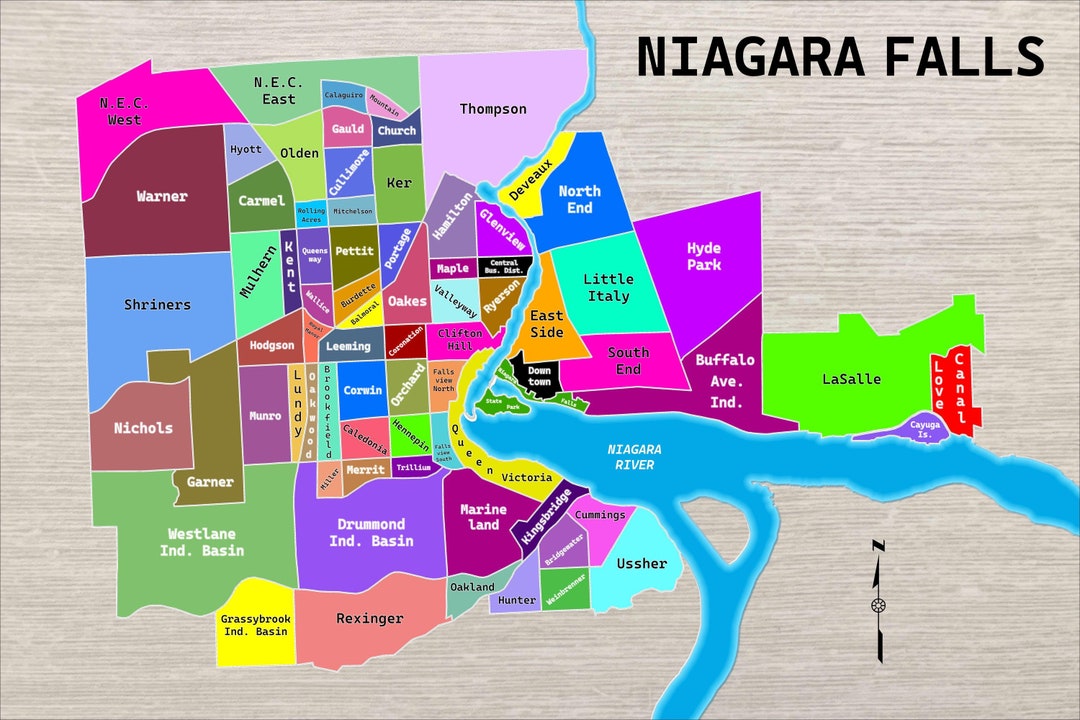 Niagara Falls Neighborhoods Map - Etsy