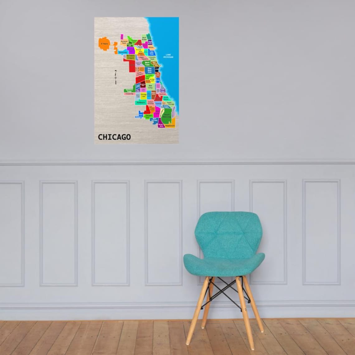 Chicago Neighborhoods Poster Map - Etsy