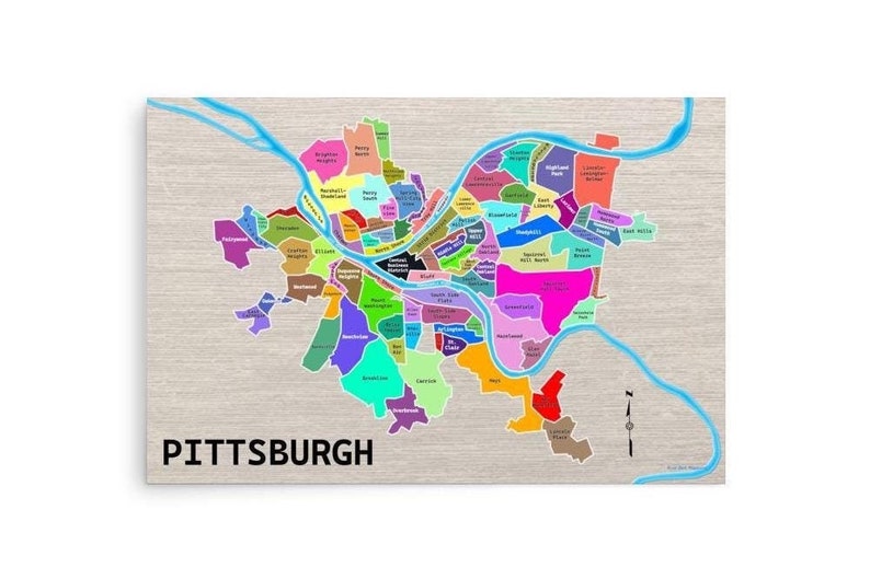 Pittsburgh Neighborhoods Poster Map - Etsy