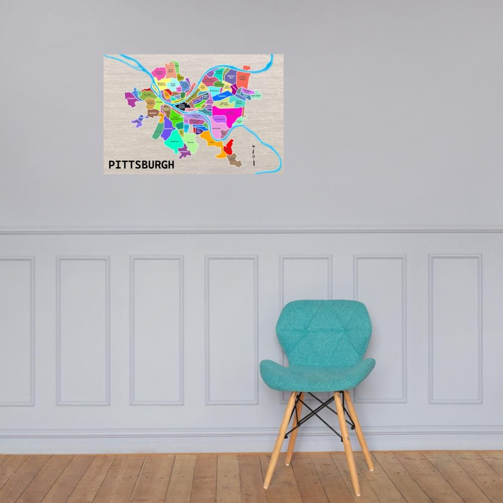 Pittsburgh Neighborhoods Poster Map - Etsy