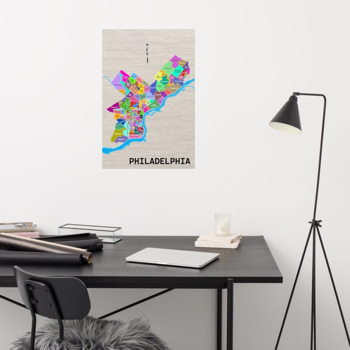 Philadelphia Neighborhoods Poster Map - Etsy