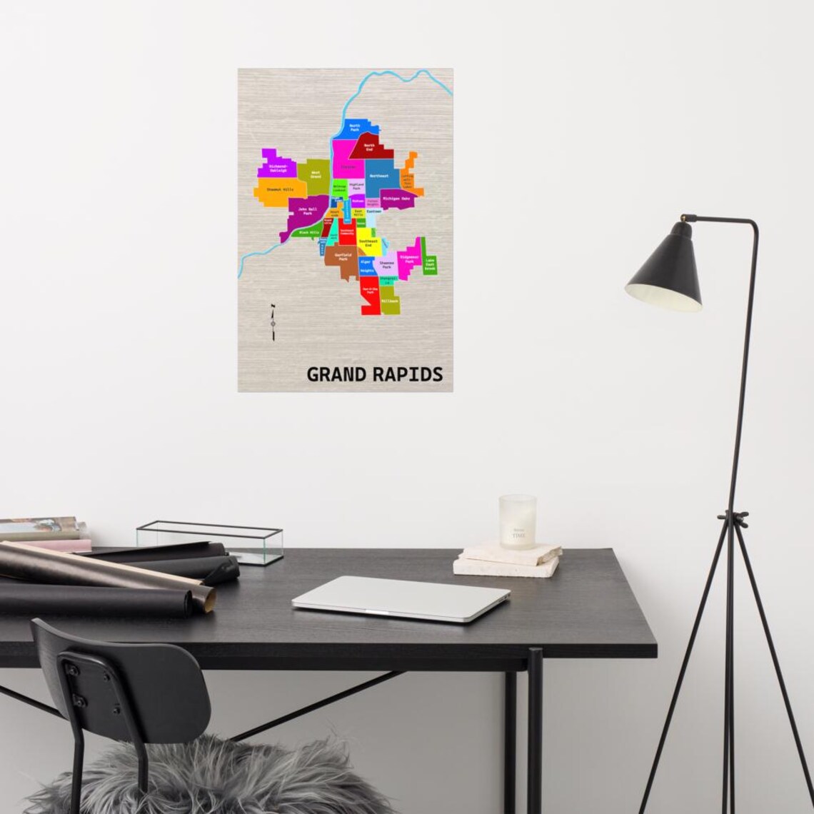 Grand Rapids Neighborhoods Poster Map - Etsy