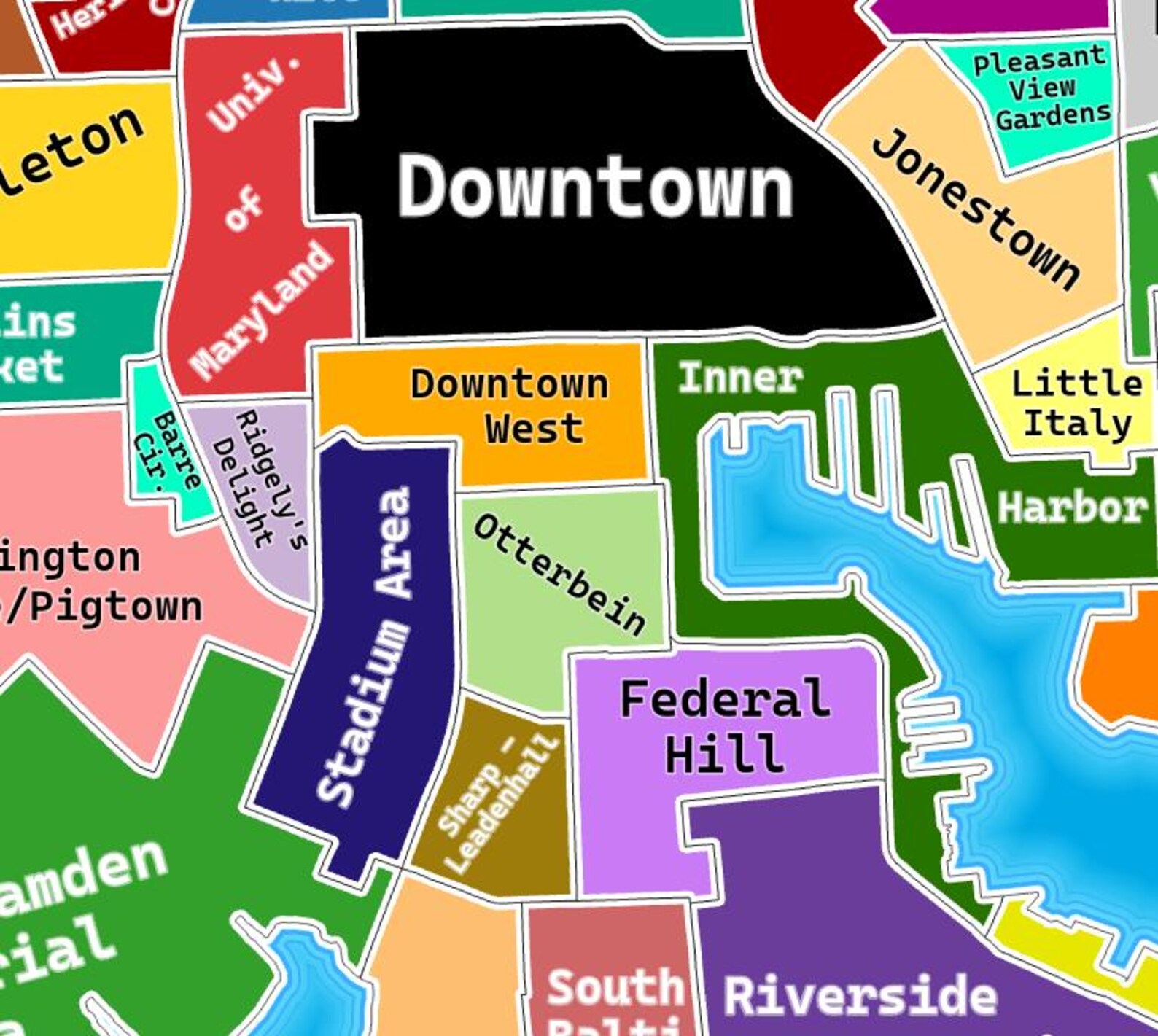 Baltimore Neighborhoods Poster Map - Etsy