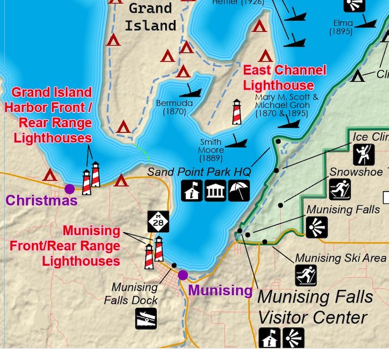 Pictured Rocks National Lakeshore Poster Map - Etsy