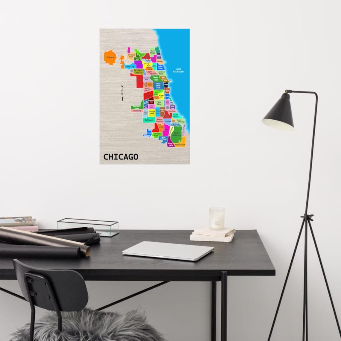Chicago Neighborhoods Poster Map - Etsy