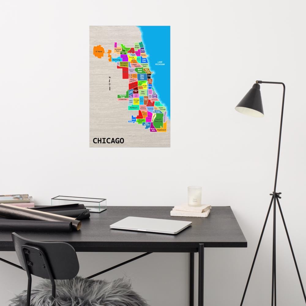 Chicago Neighborhoods Poster Map - Etsy