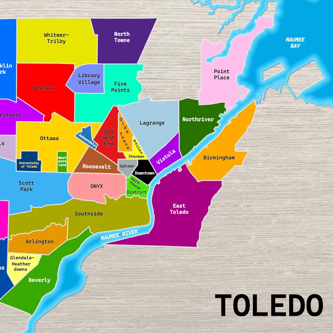 Toledo Neighborhoods Poster Map - Etsy