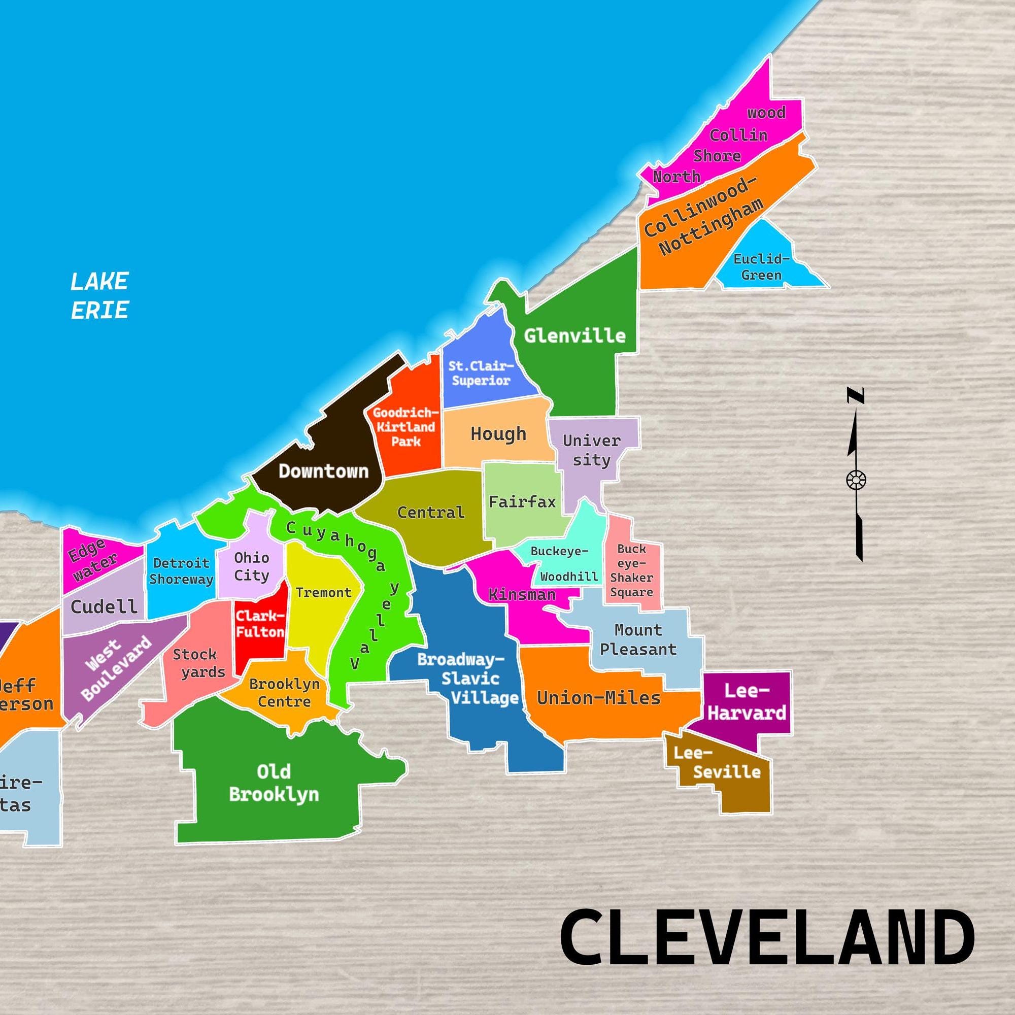 Cleveland Neighborhoods Poster Map - Etsy
