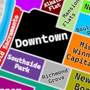Sacramento Neighborhoods Poster Map - Etsy