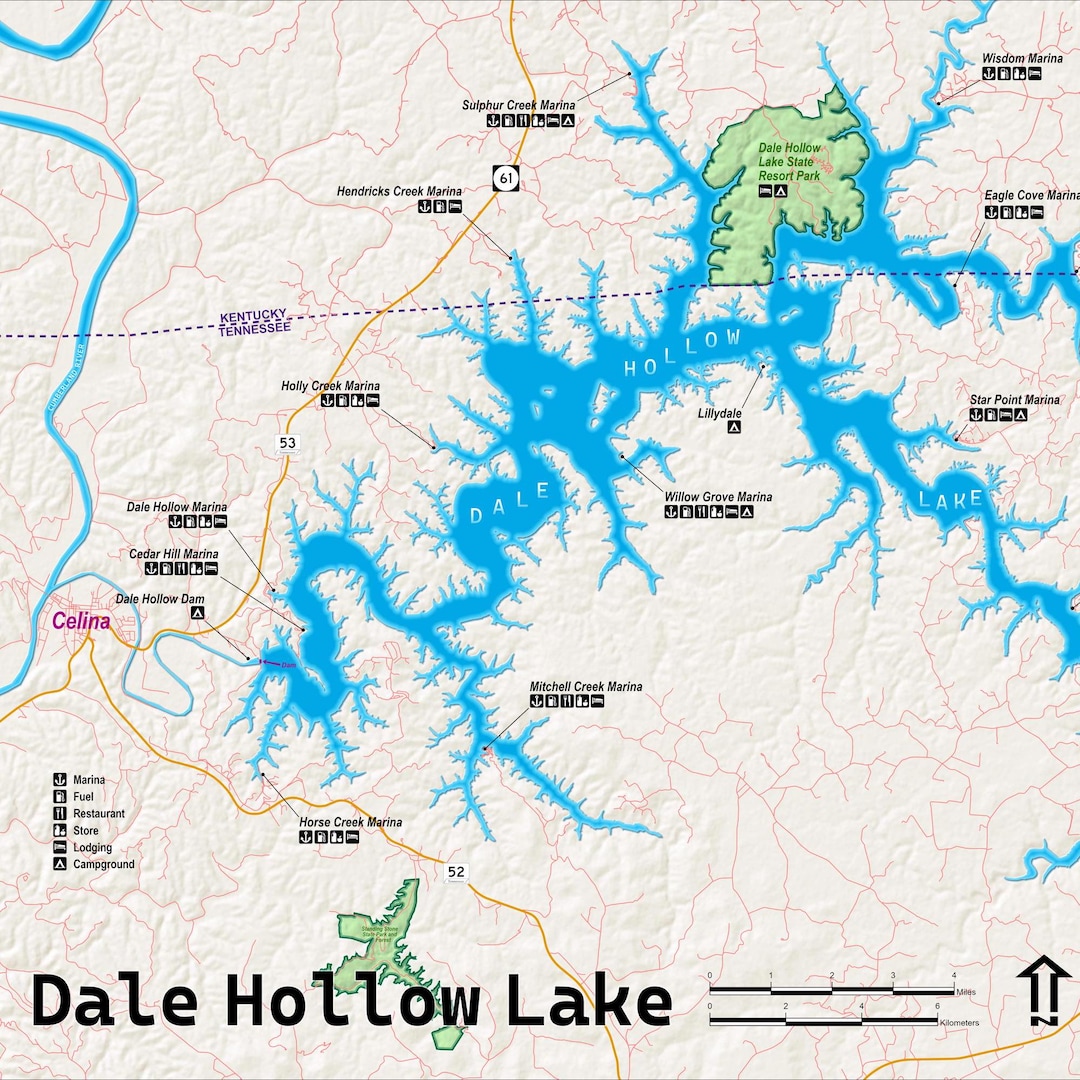 Dale Hollow Lake Poster Map - Etsy