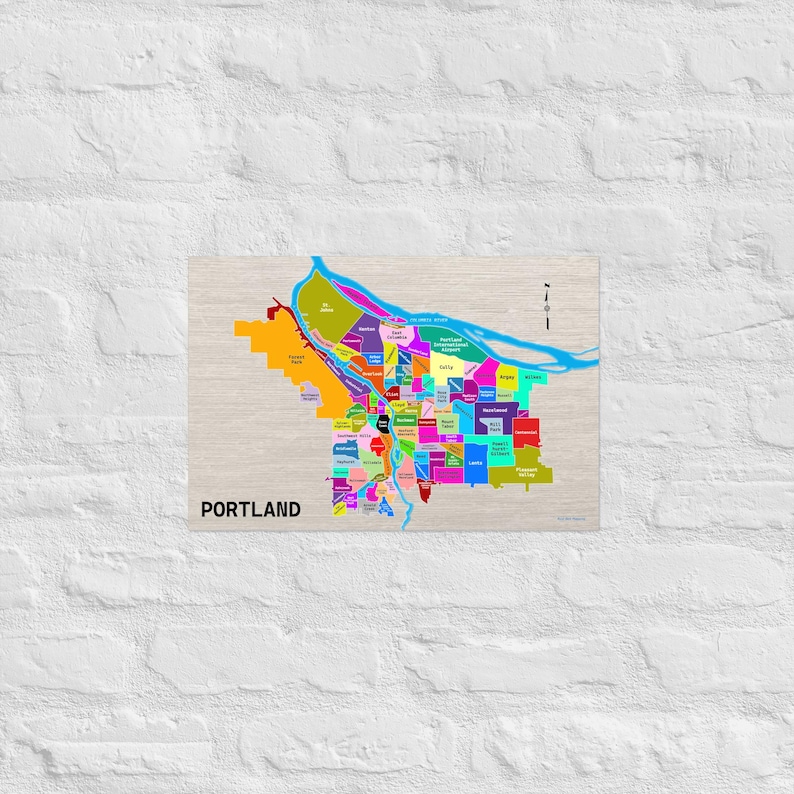 Portland Neighborhoods Poster Map - Etsy