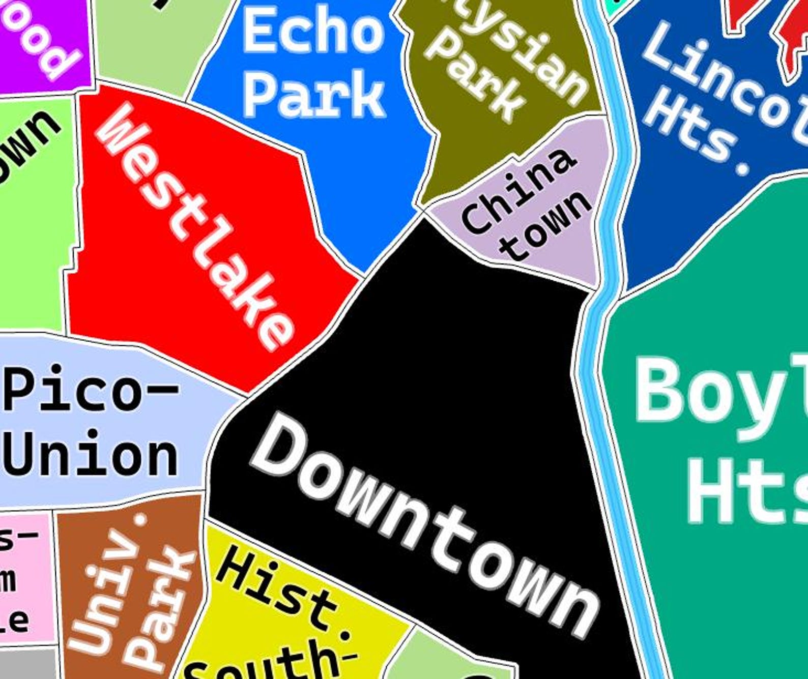 Los Angeles Neighborhoods Poster Map - Etsy