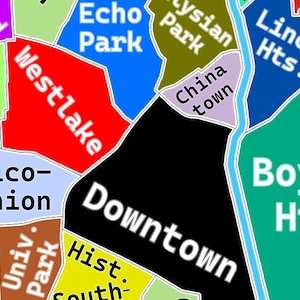 Los Angeles Neighborhoods Poster Map - Etsy