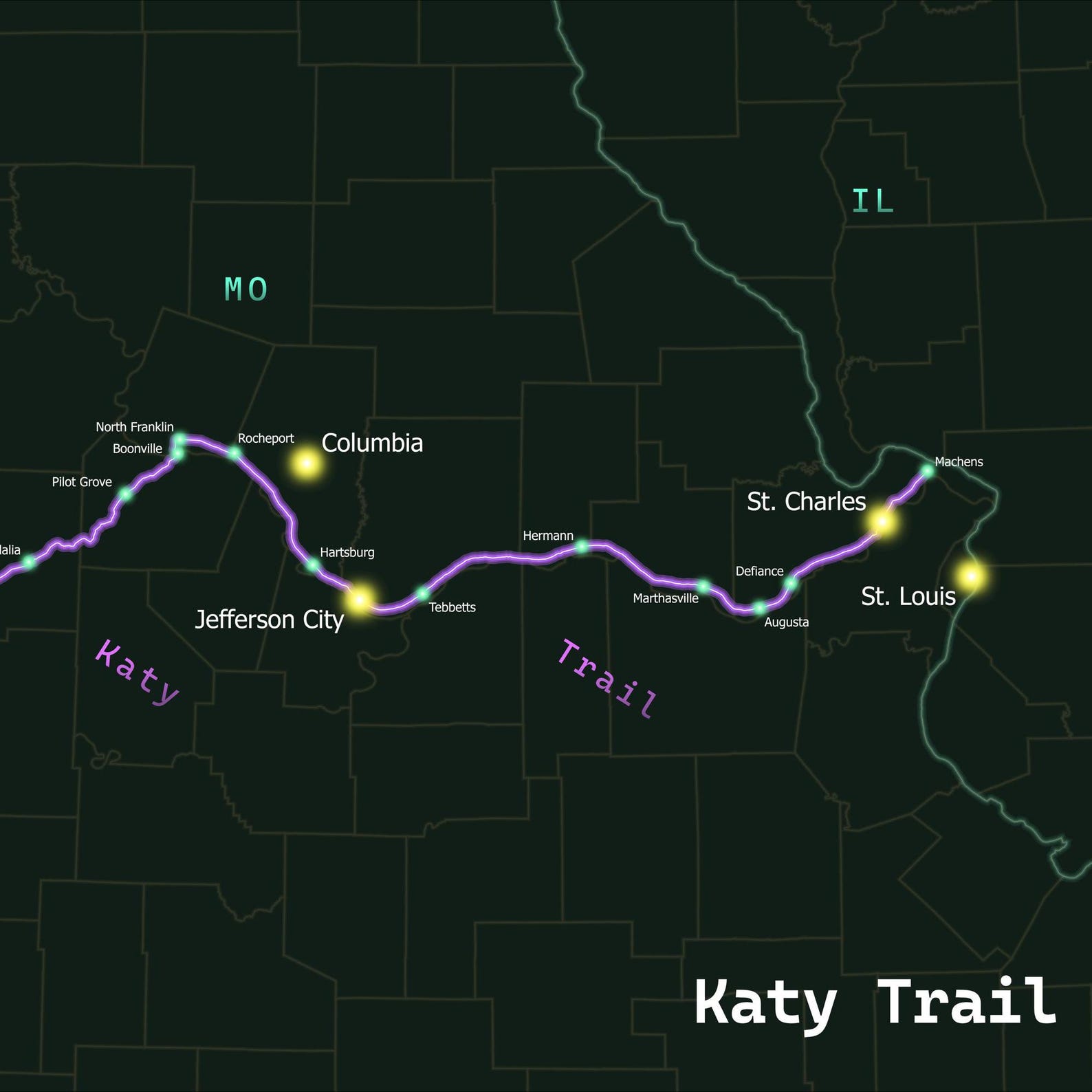 Katy Trail Poster Map - Etsy