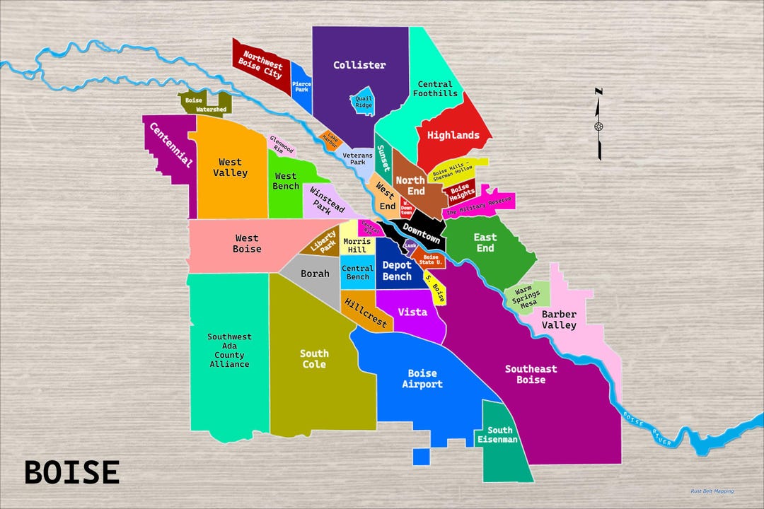 Boise Neighborhoods Poster Map - Etsy