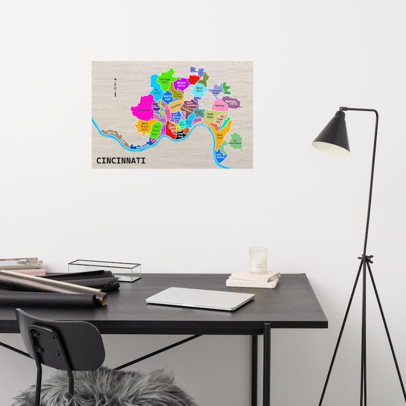 Cincinnati Neighborhoods Poster Map - Etsy