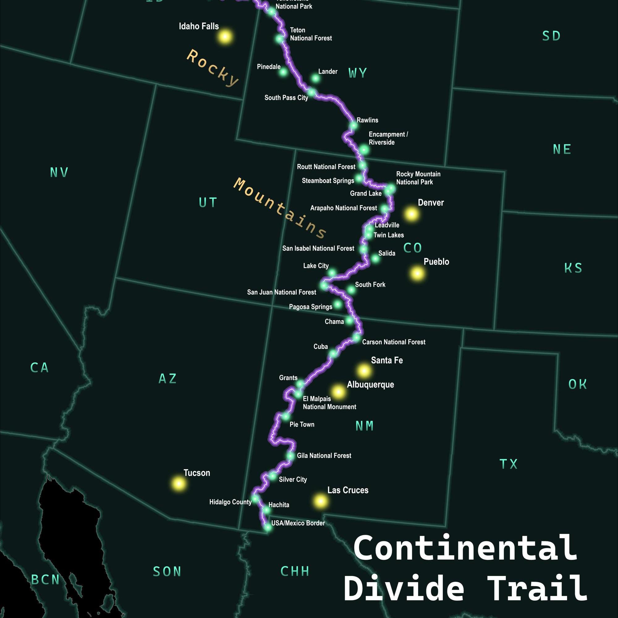 Continental Divide Trail Poster Map - Etsy