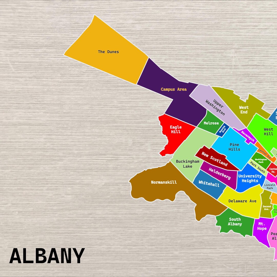 Albany Neighborhoods Poster Map - Etsy