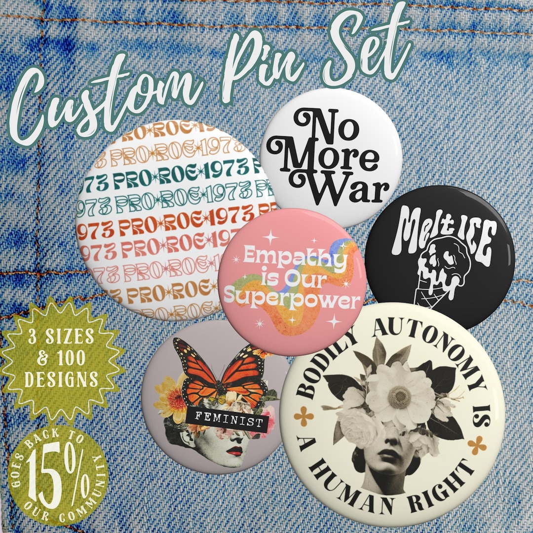 Custom Pin Button Set Leftist Pride Anti Trump Pro Choice Feminist Vote ...
