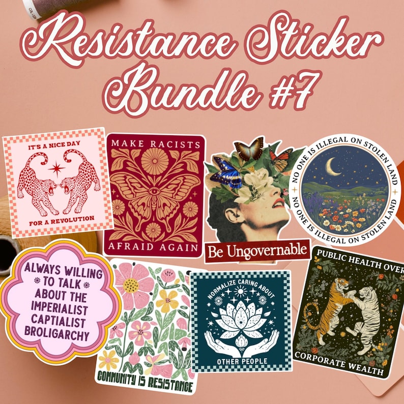 Political Sticker Set 8 Pack #7 Anti Fascism Social Justice Retro Be ...