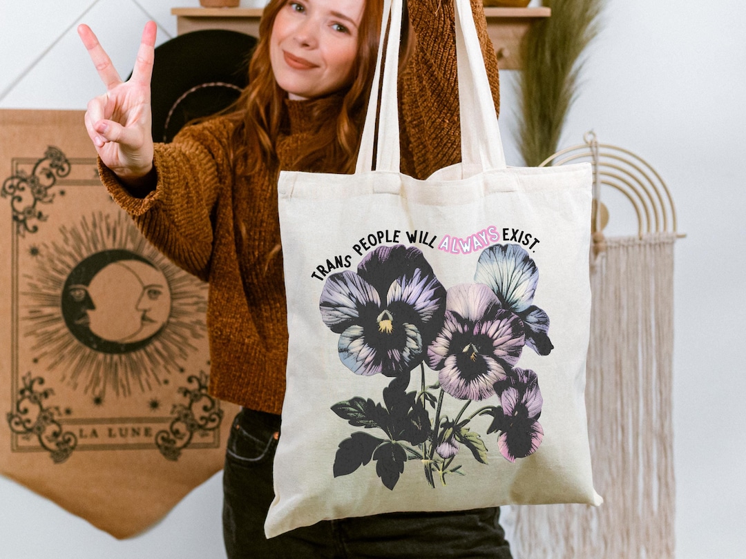 Trans People Will Always Exist Tote Bag LGBTQ+ Shirt Pansy Vintage ...