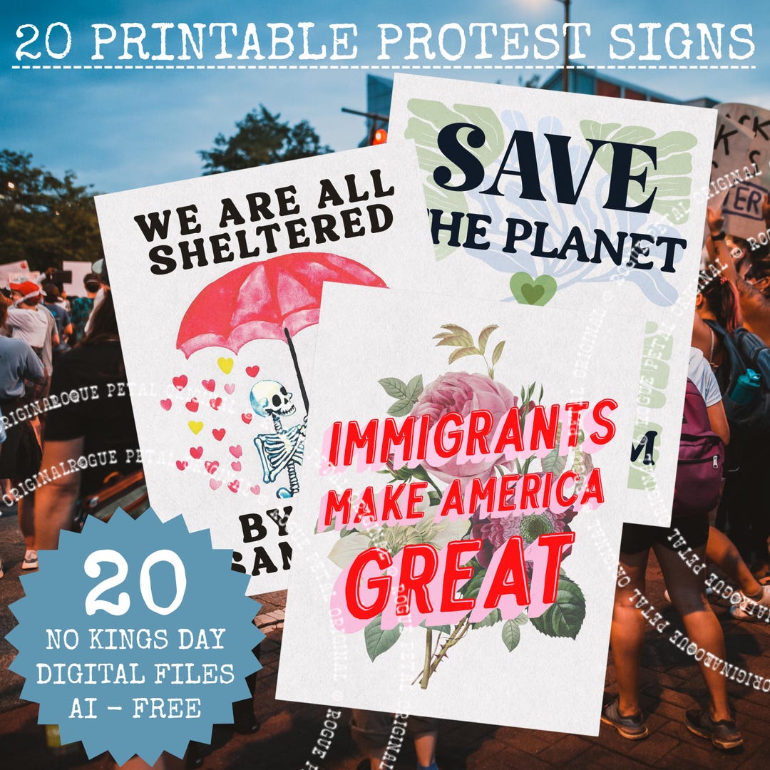 20 Printable Anti-maga Protest Signs Large and Small No Kings 2.0 ...