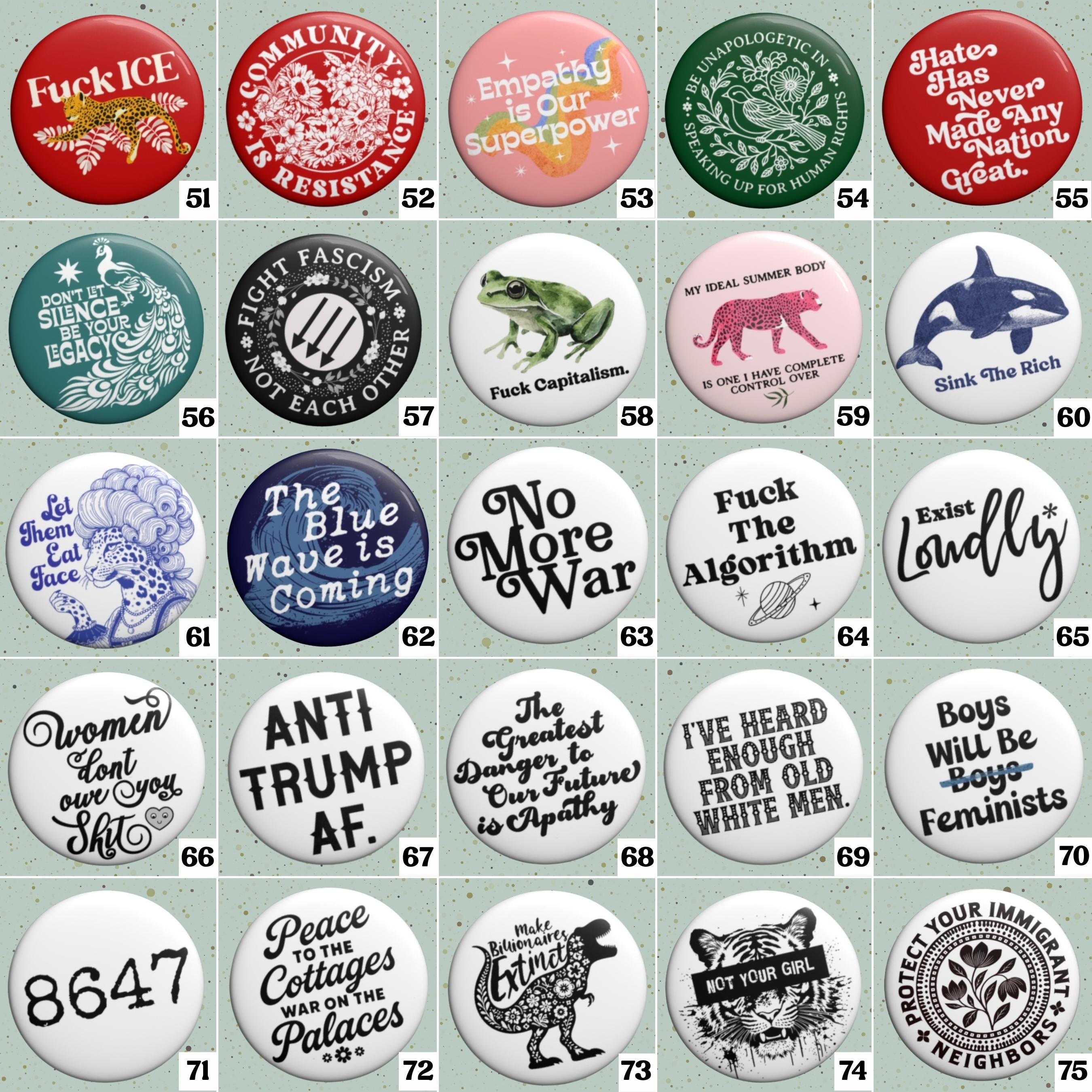 Custom Pin Button Set Leftist Protest Pins Anti Trump Pro Choice ...