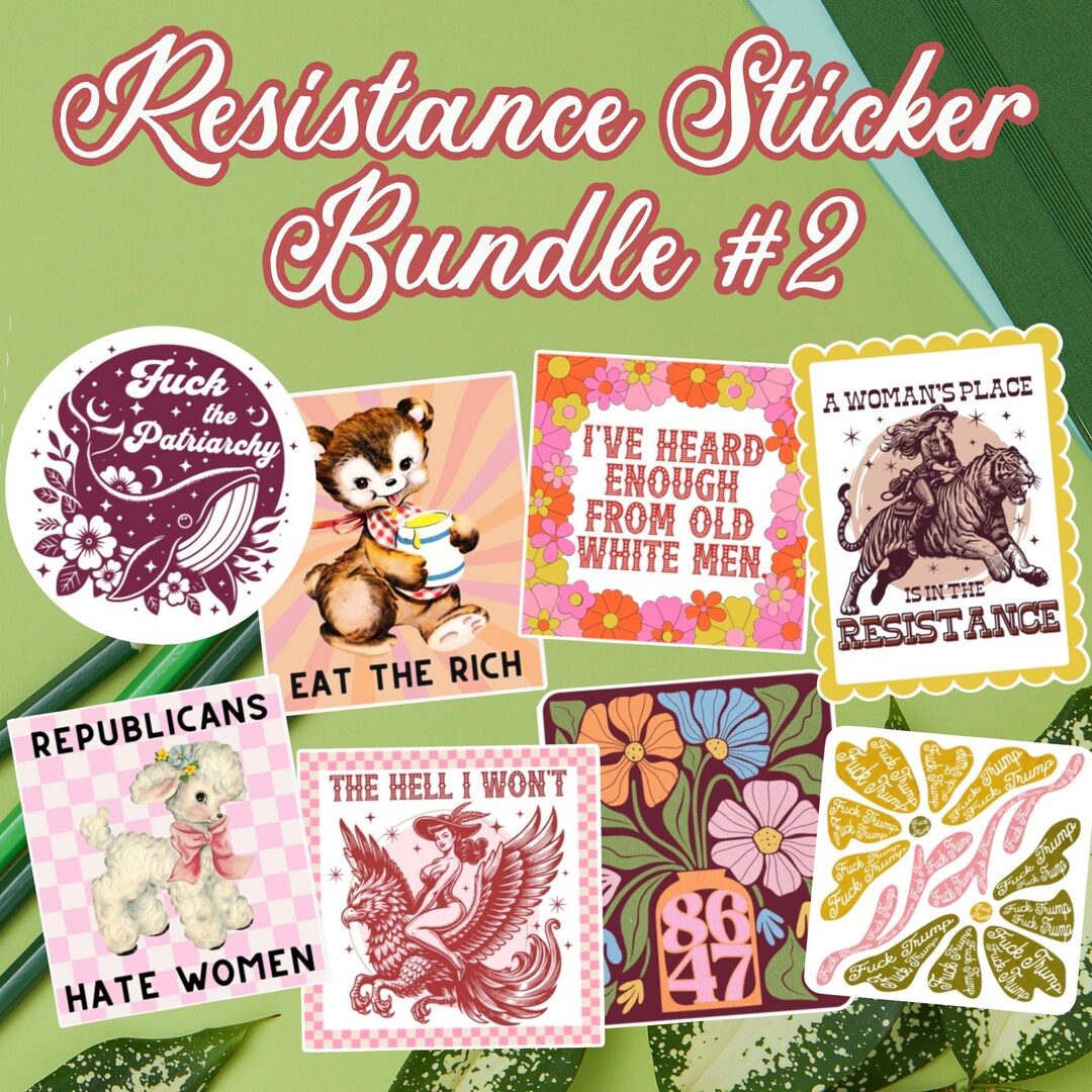 Resistance Sticker Set 8 Pack #2 Political Stickers Anti Fascism Social ...