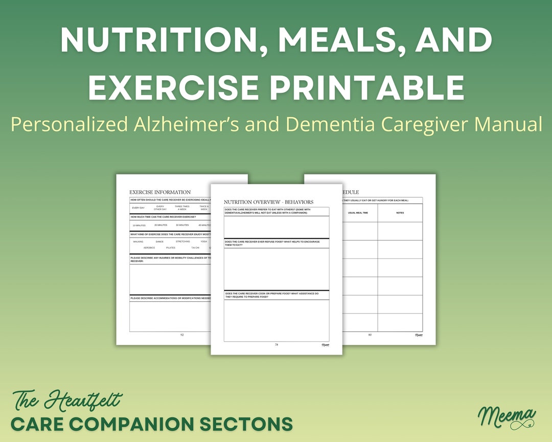 Nutrition, Meal Schedule, and Exercise Downloadable Packet - Alzheimer ...