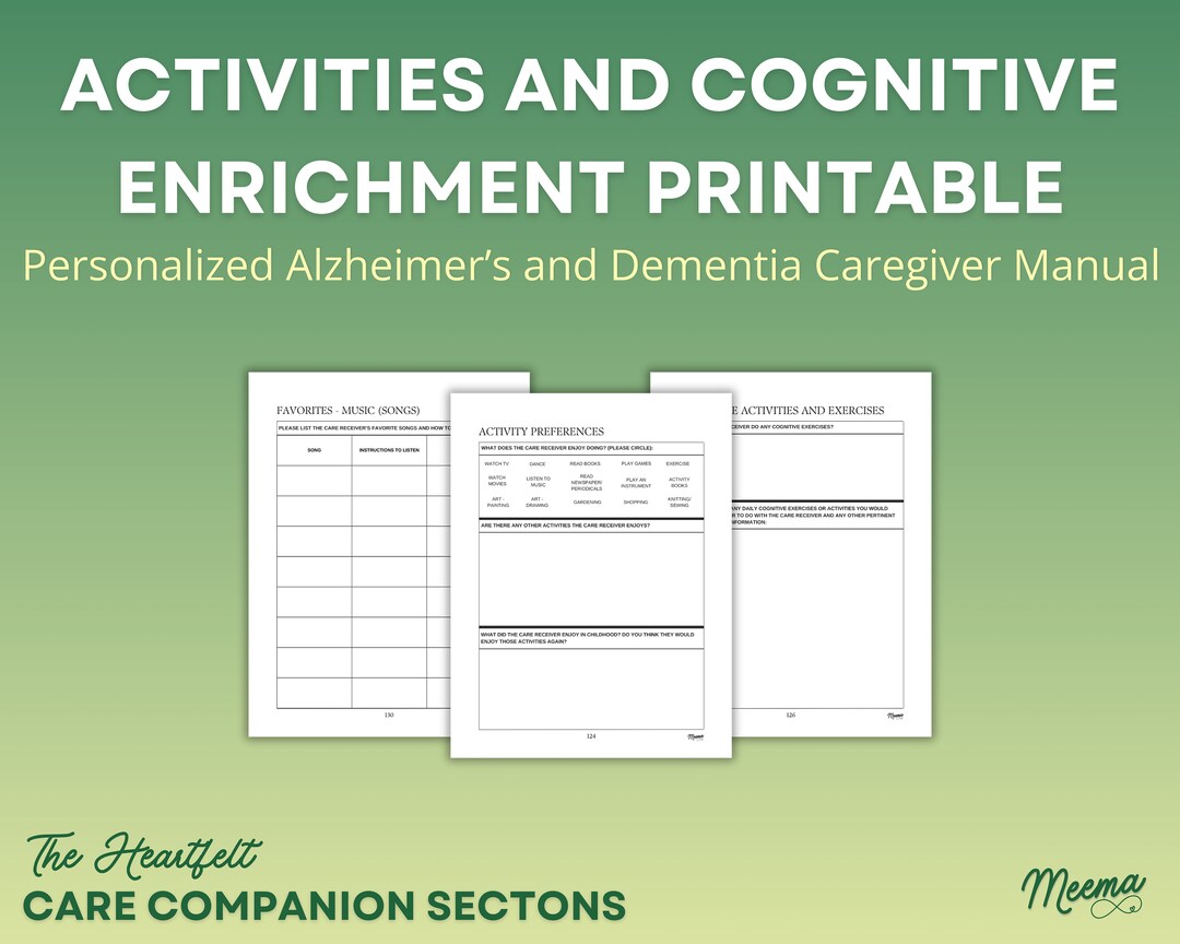 Activities, Cognitive Exercise, and Entertainment Downloadable Packet ...