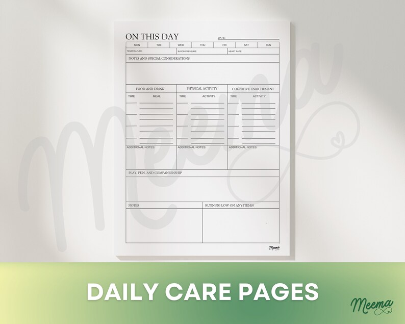 Daily Care Log and Wellness Tracker for Alzheimer’s and Dementia ...