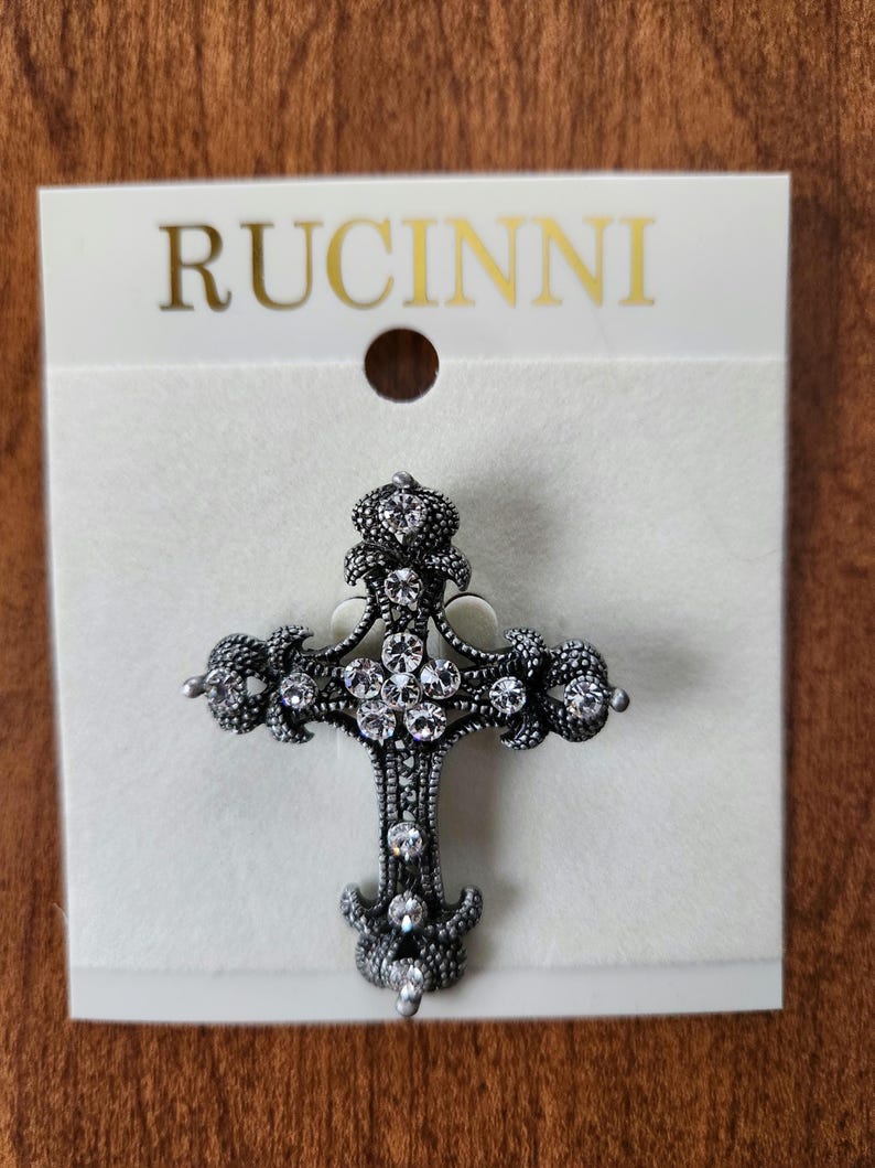 Rucinni Silver Crystal Textured Cross - Etsy